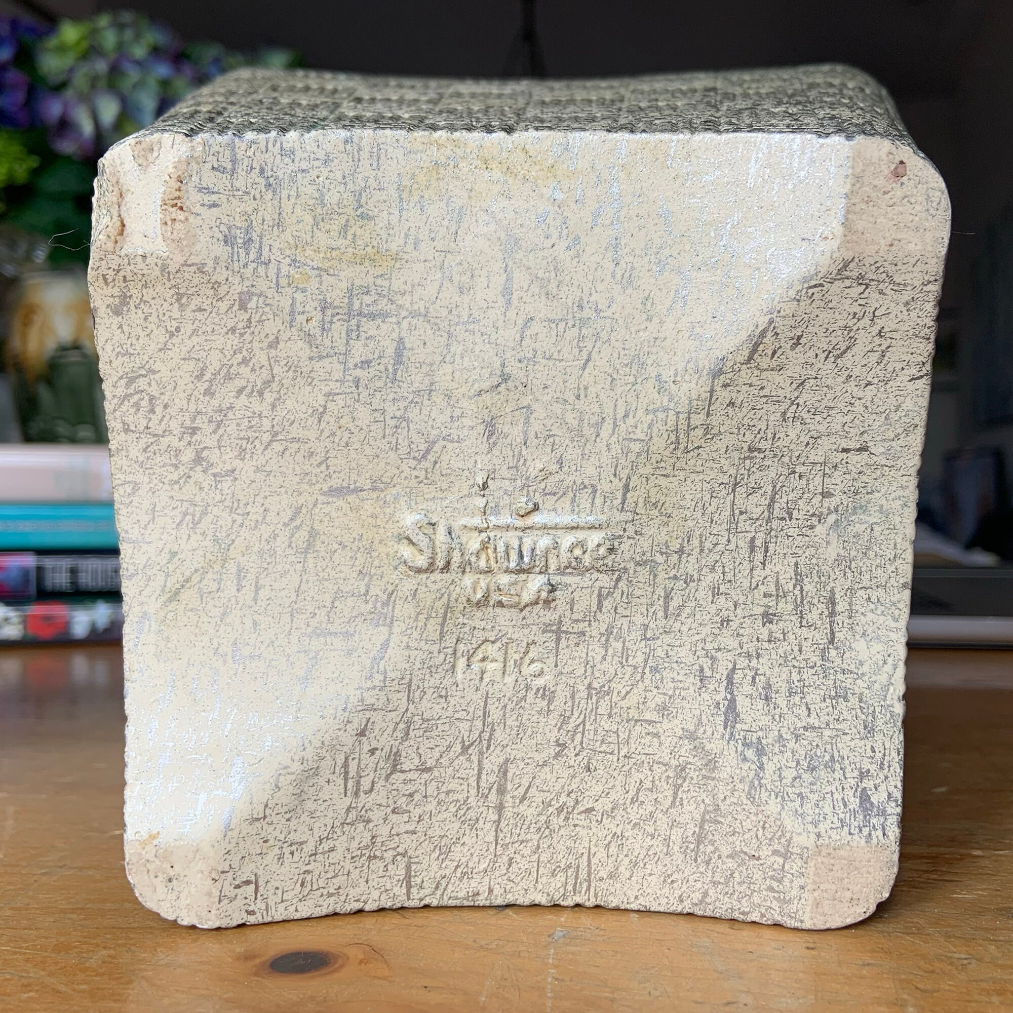 RARE Vintage Mid-century Atomic elegance Golden Beige Square Ceramic Jardiniere Planter, Shape ...