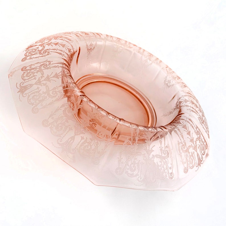 Vintage Pink Depression Glass cleo Decagon Rolled Edge Console ...