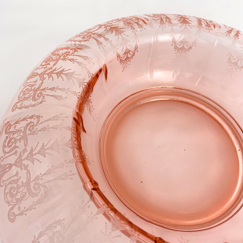 Vintage Pink Depression Glass cleo Decagon Rolled Edge Console ...