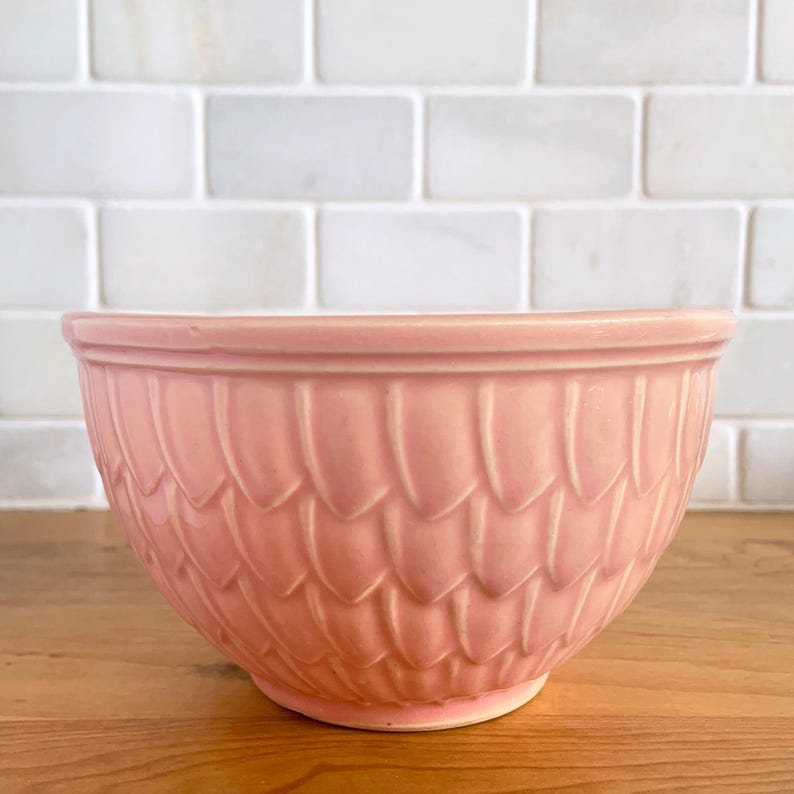 Vintage Pink Embossed Fish Scale 6 Inch Mixing Bowl, Mccoy Pottery ...