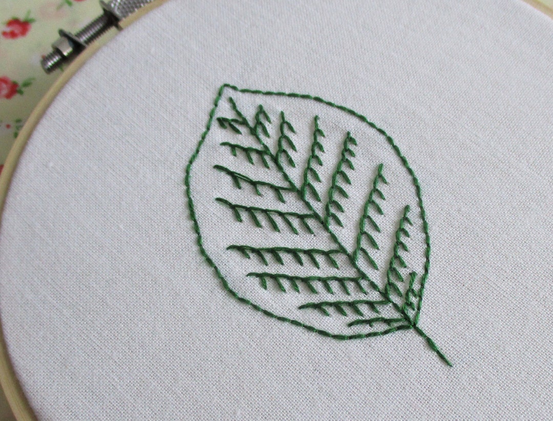Beech Leaf Hand Embroidery Pattern PDF Printable Digital - Etsy