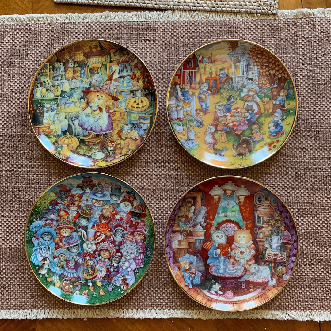 Franklin Mint Heirloom CAT THEMED Plates 1993 Limited Edition Preowned ...