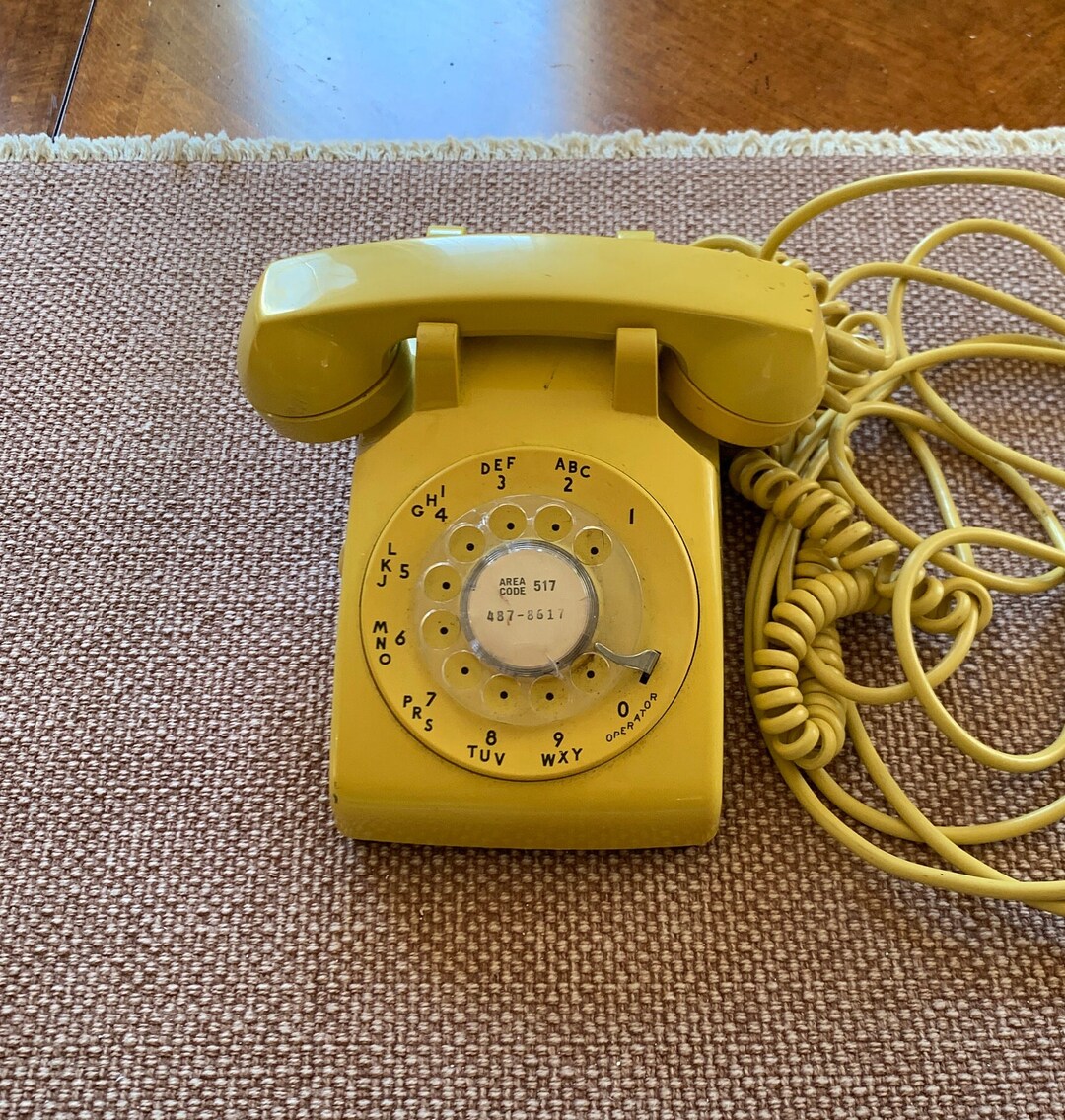 BELL SYSTEM Western Electric Rare Yello Rotary Desk Phone With Cords ...