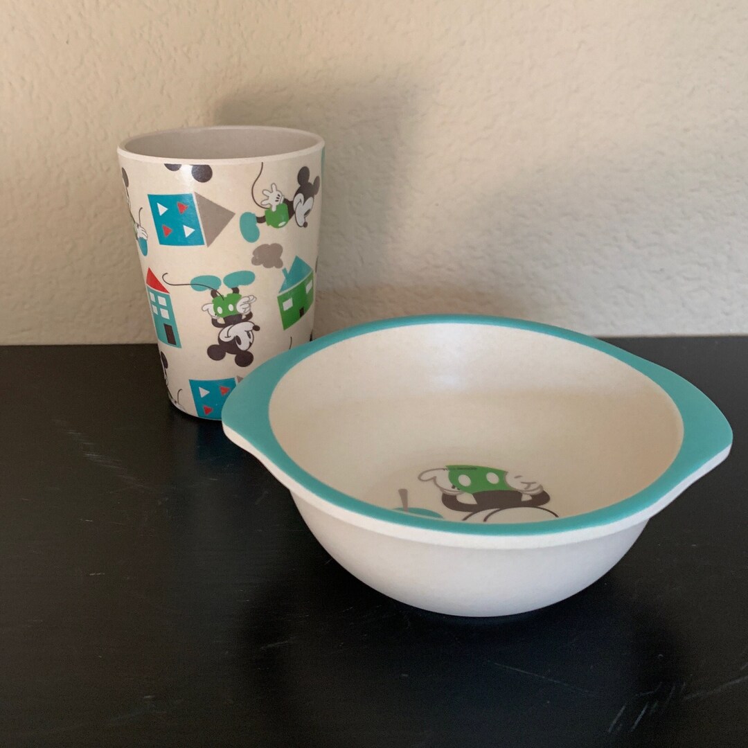 DISNEY Mickey Mouse Bamboo Bowl and Cup - Preowned - Etsy