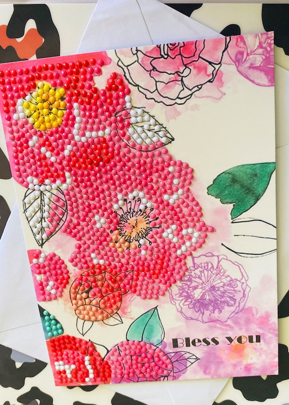Diamond art greeting card | Etsy