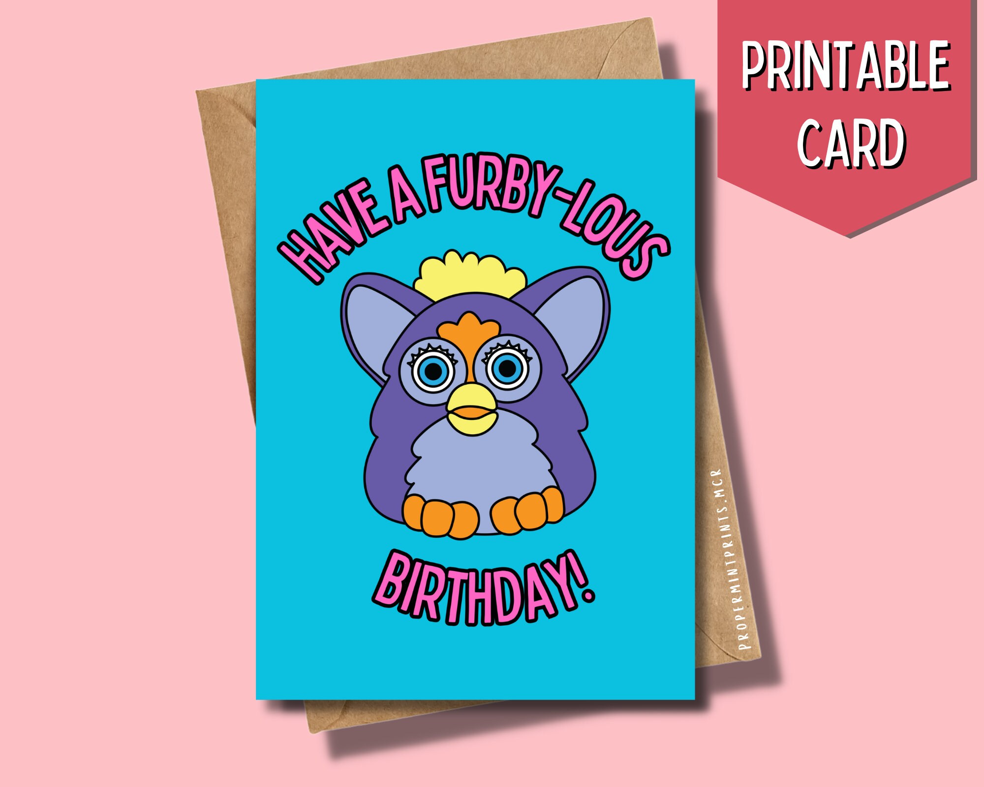 Printable Furby Style Birthday Card Cute 90s Toy Birthday - Etsy