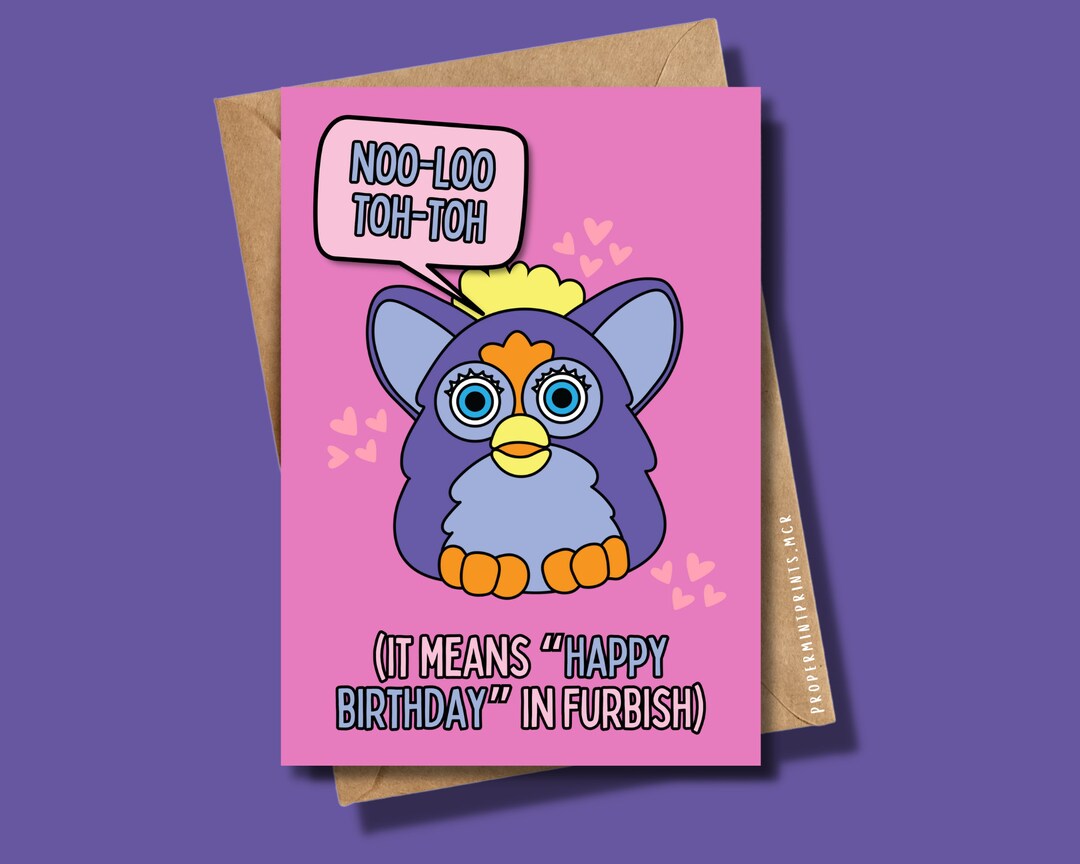 Furby Style Birthday Card | Cute 90s Toy I Love You Greetings Card ...