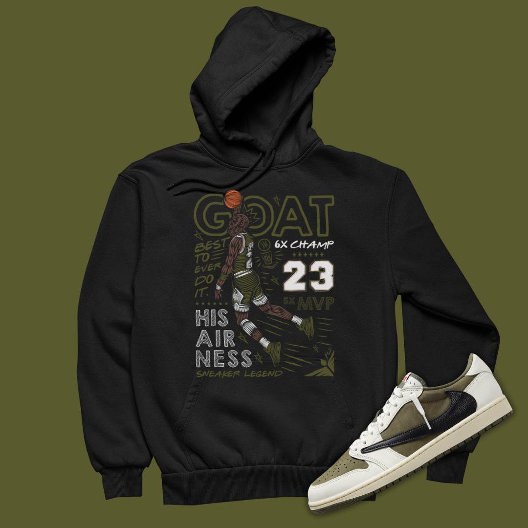 GOAT Hoodie Matching Travis Scott X Air Jordan 1 Low OG Medium Olive - Etsy