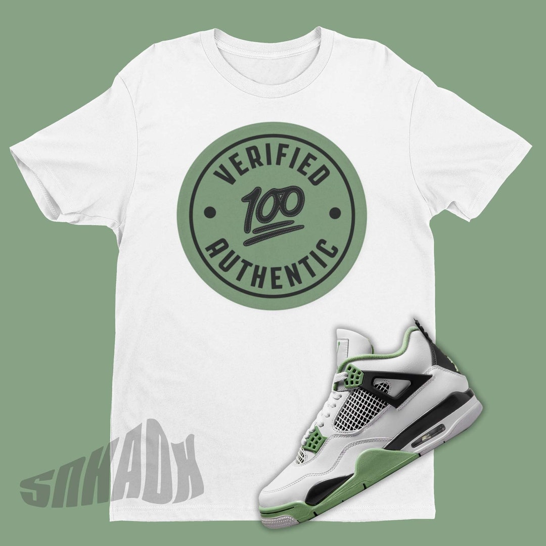 Verified Authentic Shirt to Match Air Jordan 4 Oil Green Seafoam ...