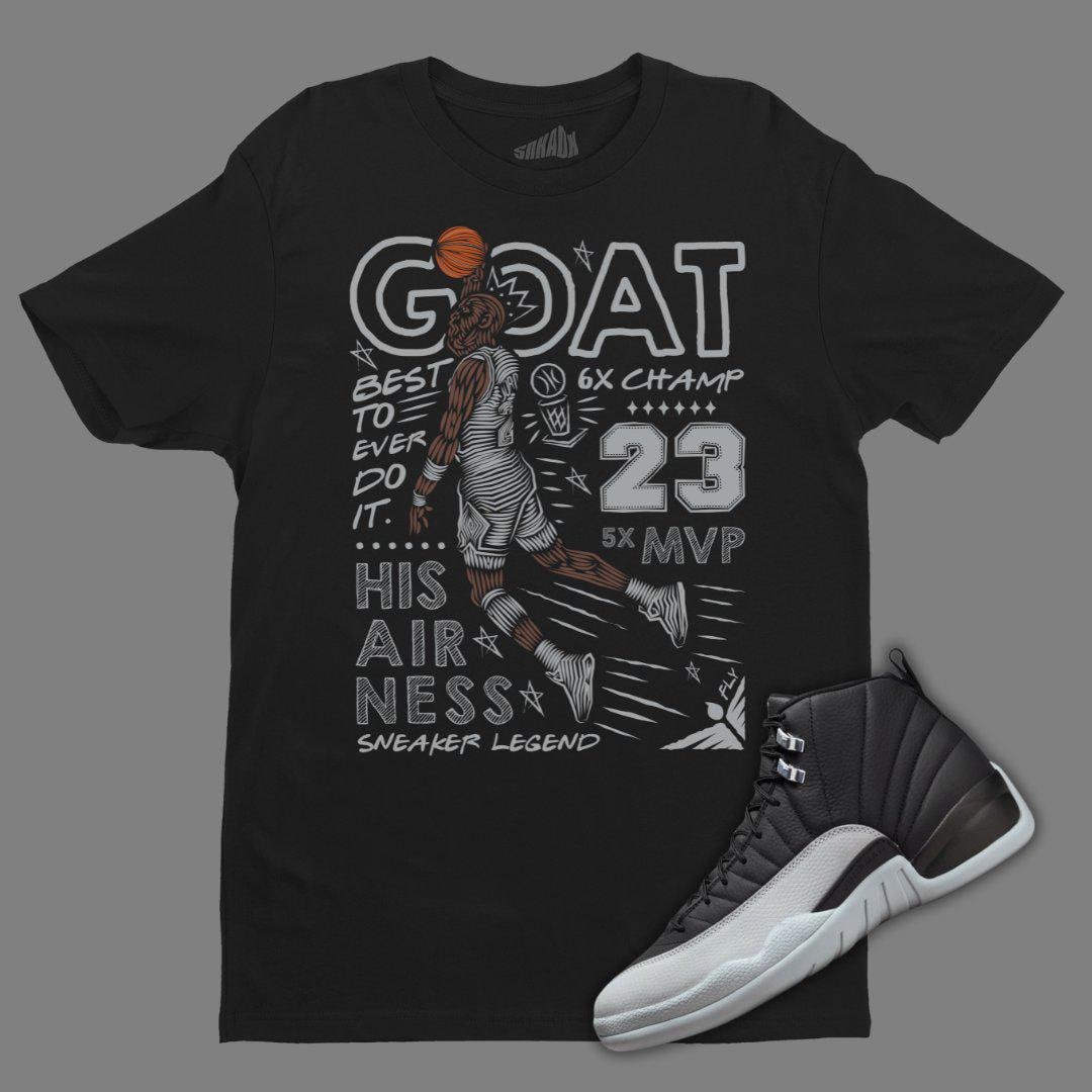 GOAT T-shirt Matching Jordan 12 Barons, Retro 12s Black Wolf Grey - Etsy