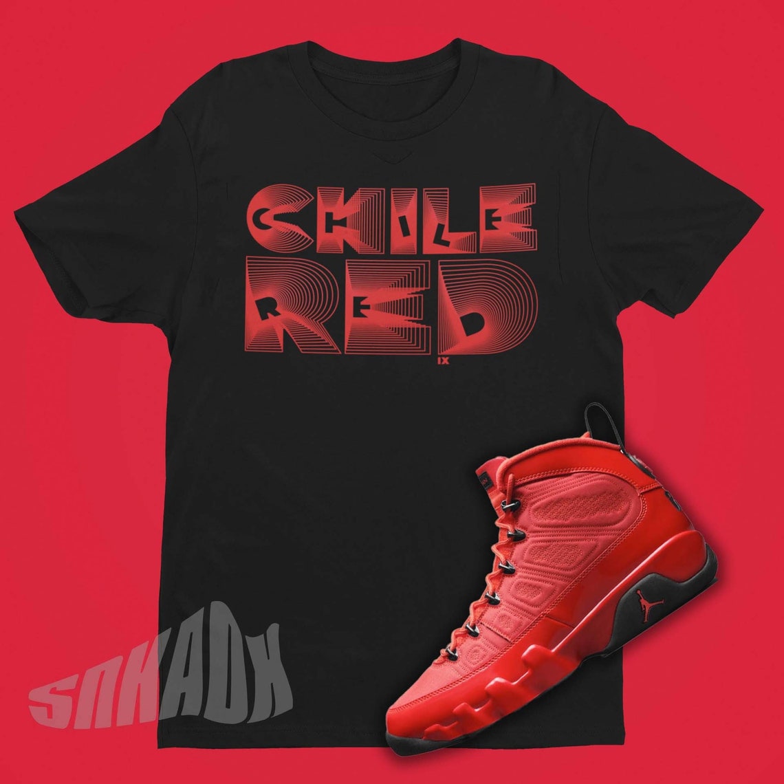 Chile Red Spiral Shirt to Match Air Jordan 9 Chile Red Retro | Etsy