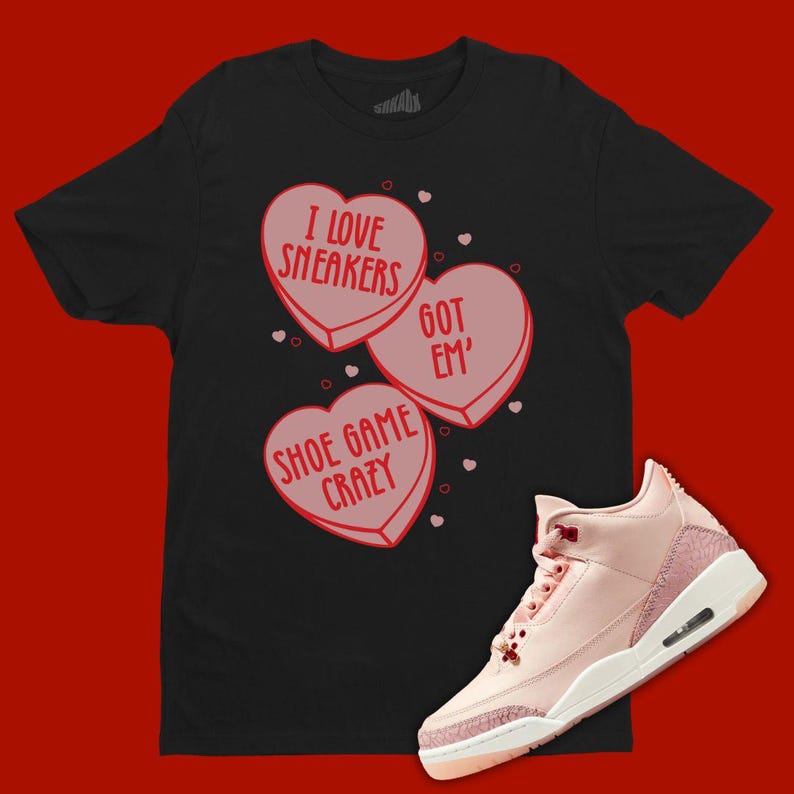 Candy Heart T-shirt Matching Jordan 3 Valentine's Day 2025, Cute Retro ...