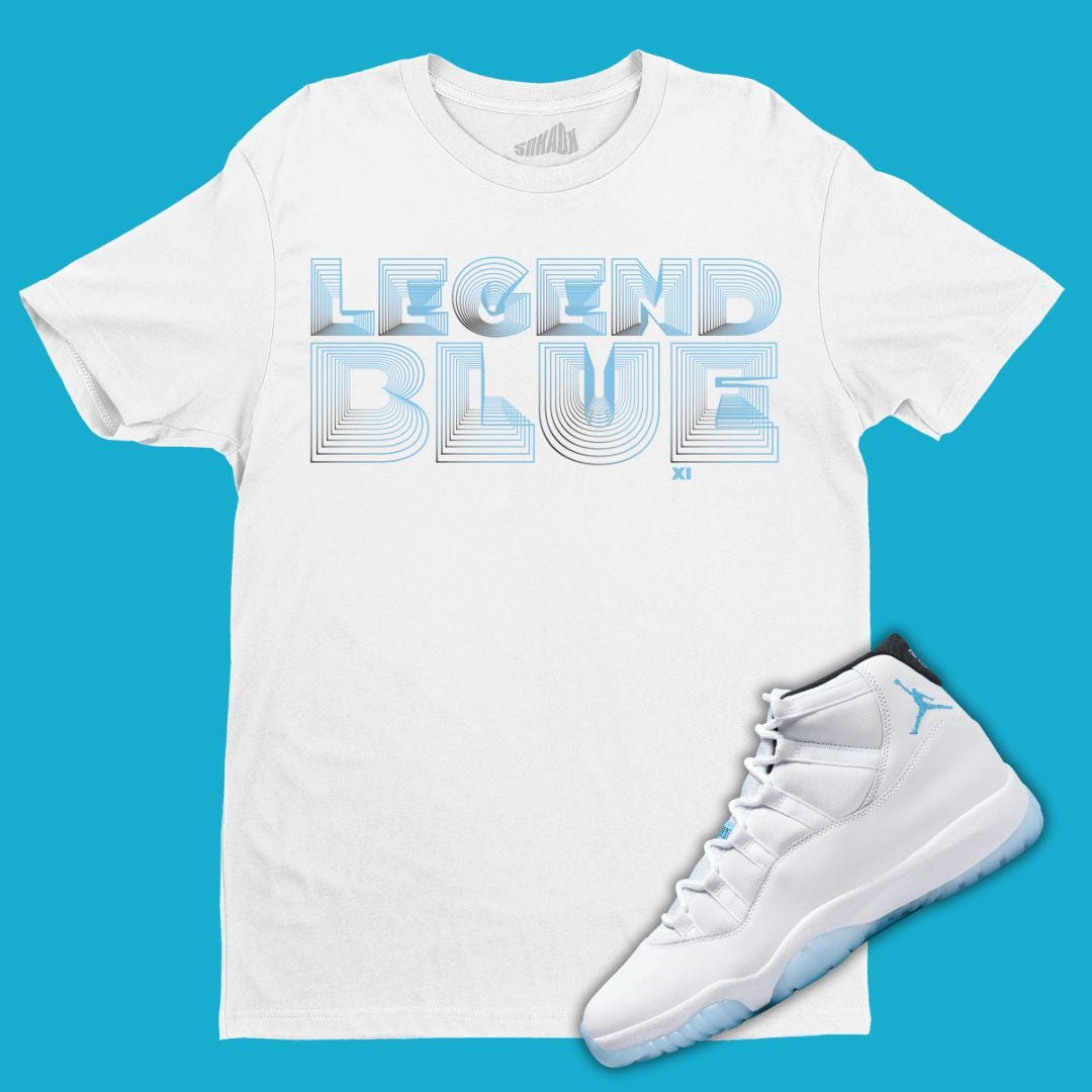 Legend Blue 3D White T-shirt Matching Jordan 11 Legend Blue, Retro 11s ...