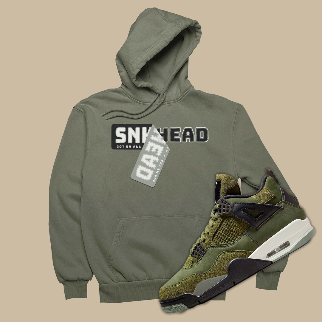 Sneakerhead Sticker Unisex Hoodie to Match Air Jordan 4 Craft Medium ...