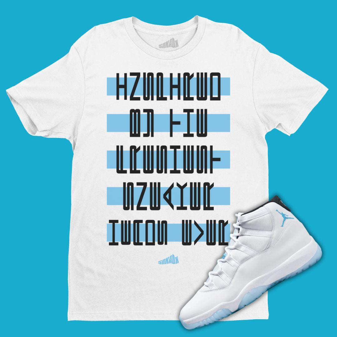 Jordan 11 Font White T-shirt Matching Jordan 11 Legend Blue, Retro 11s ...