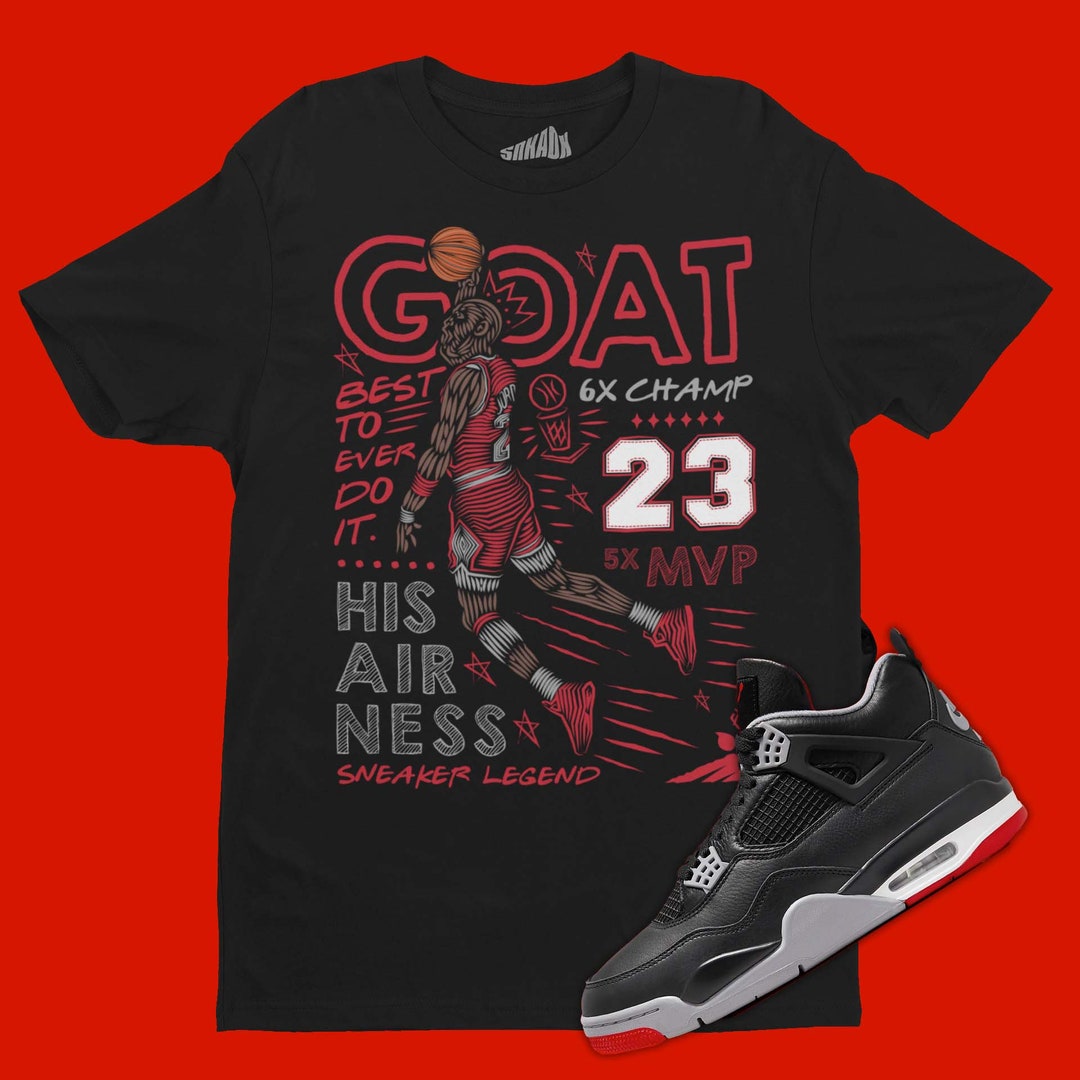 GOAT T-shirt Matching Air Jordan 4 Bred Reimagined, Retro 4s Tee ...