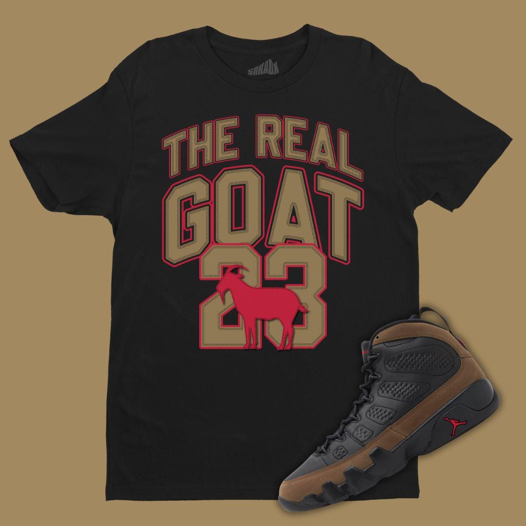 The Real GOAT T-shirt Matching Jordan 9 Olive - Etsy