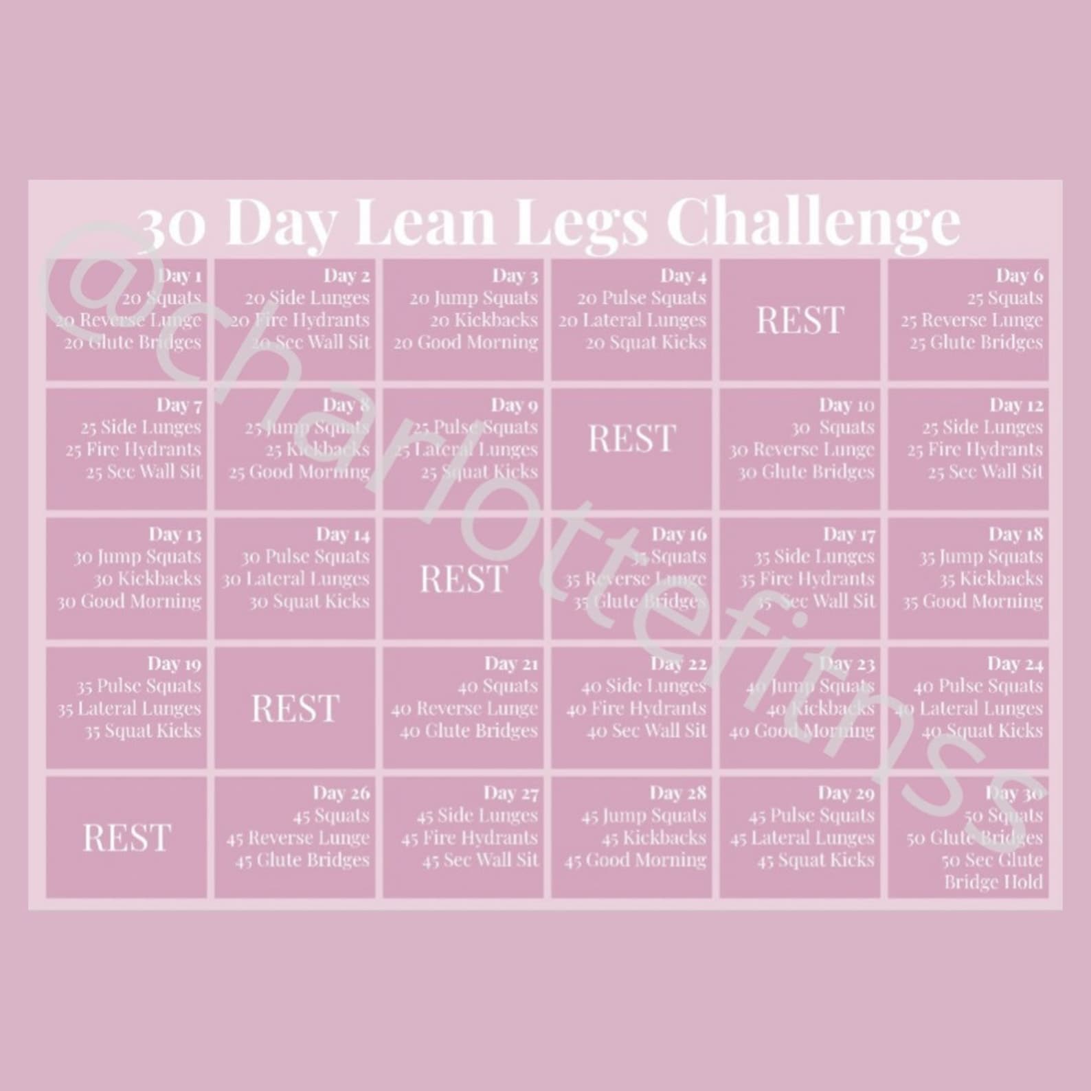 30 Day Leg Workout purple - Etsy