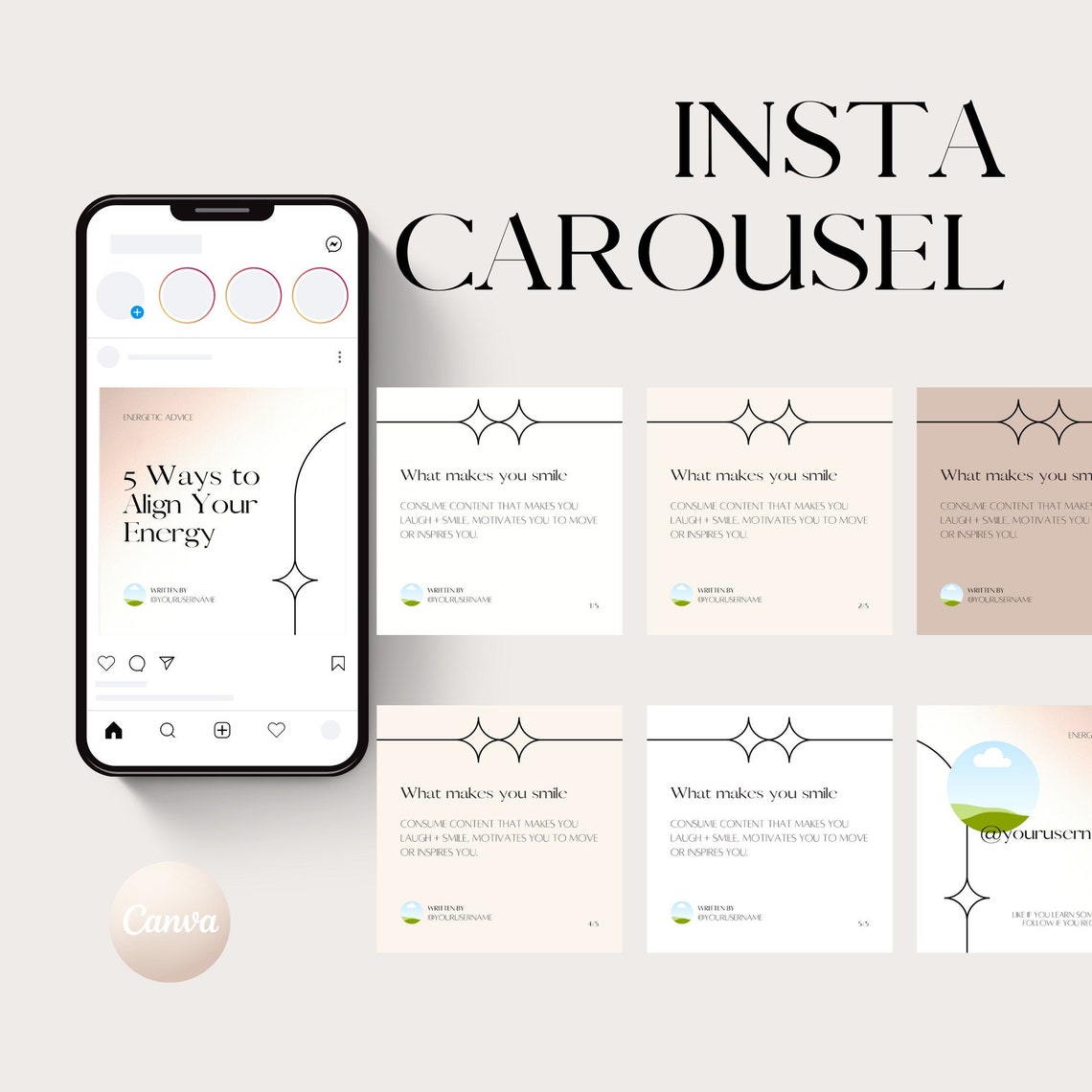 Instagram Carousel Template Canva, Carousel on Instagram, Canva ...