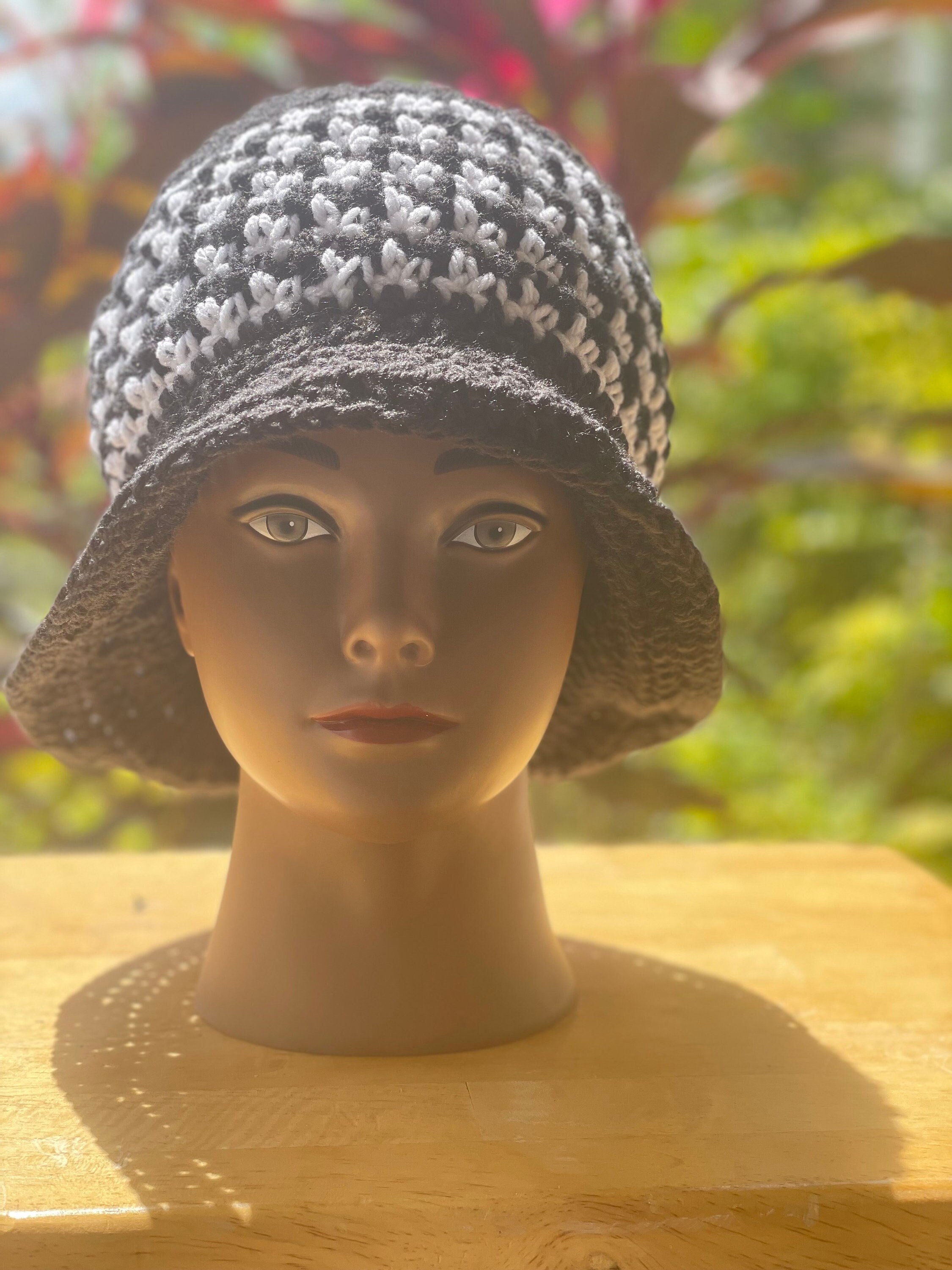 Classic Houndstooth Crochet Bucket Hat | Handmade Winter Fashion ...