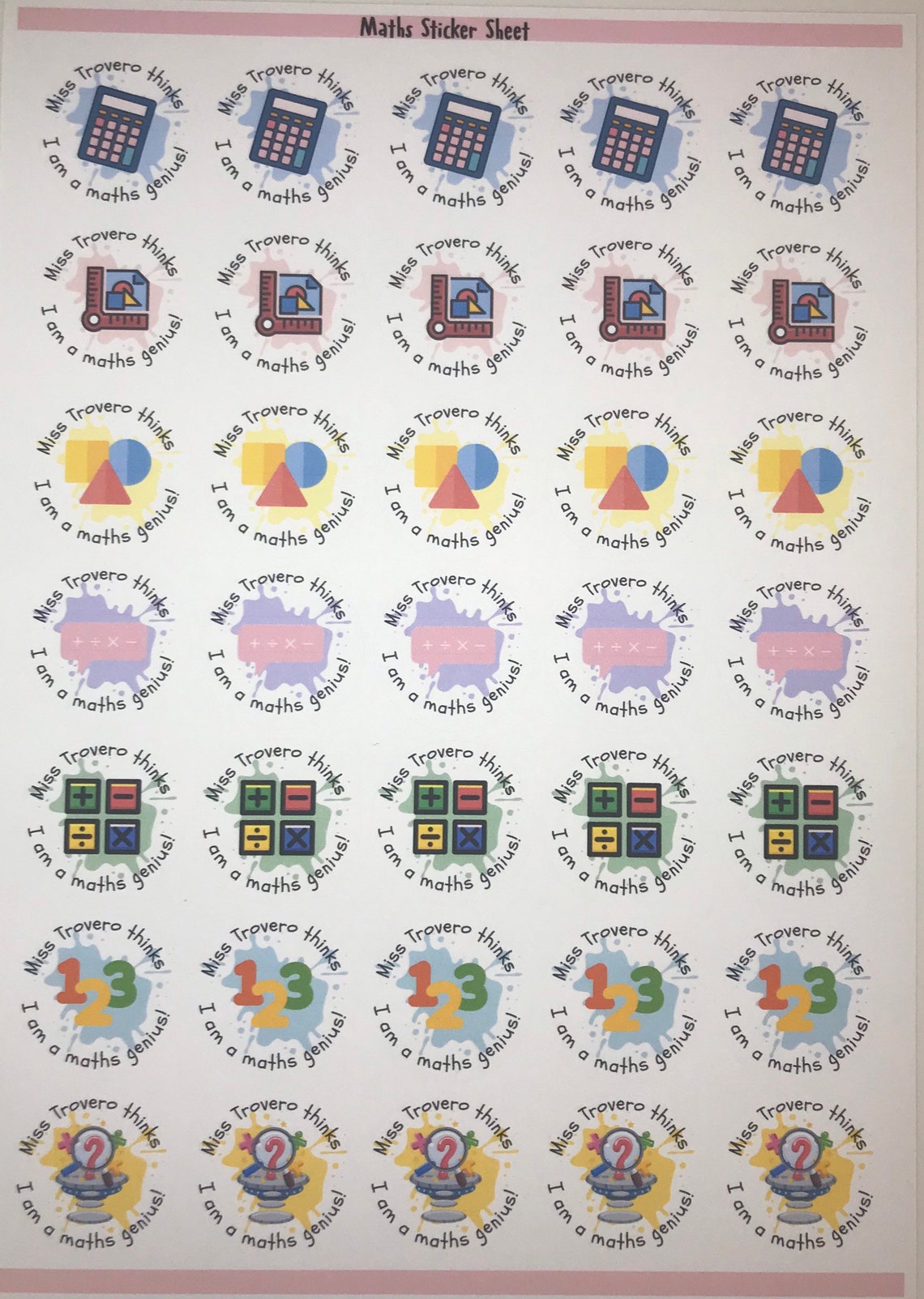Personalised Teacher Maths Stickers // Personalised Stickers - Etsy