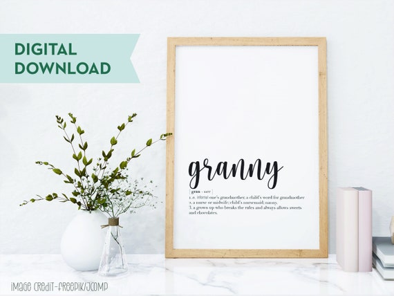 Granny Definition Print Digital Download Printable Wall | Etsy