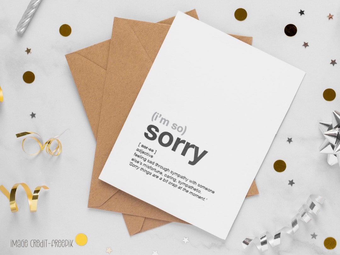Sorry Definition Card - Eco Friendly A6 Sympathy Print With Recycled ...