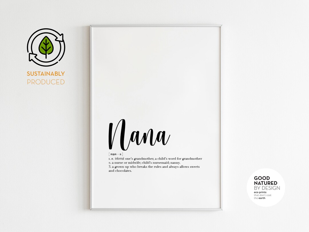 Nana Definition Poster Gift From Grandkids, From Grandchildren, Nanny ...