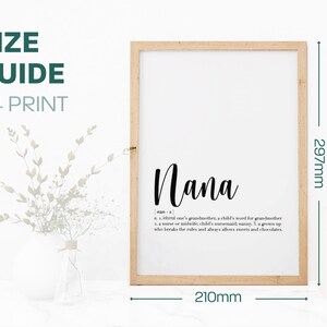 Nana Definition Poster Gift From Grandkids, From Grandchildren, Nanny ...