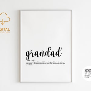Grandad Definition Print Digital Download, Printable Wall Art ...