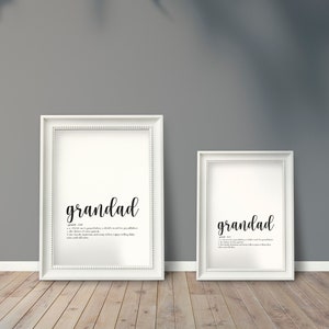 Grandad Definition Print Digital Download, Printable Wall Art ...
