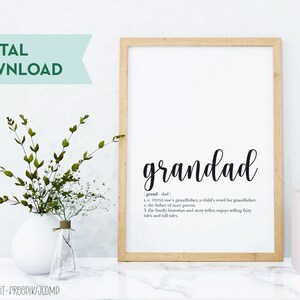 Grandad Definition Print Digital Download, Printable Wall Art ...