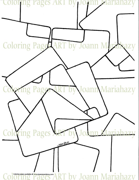 Layered Blocks Hand Drawn Printable Coloring Page | Etsy