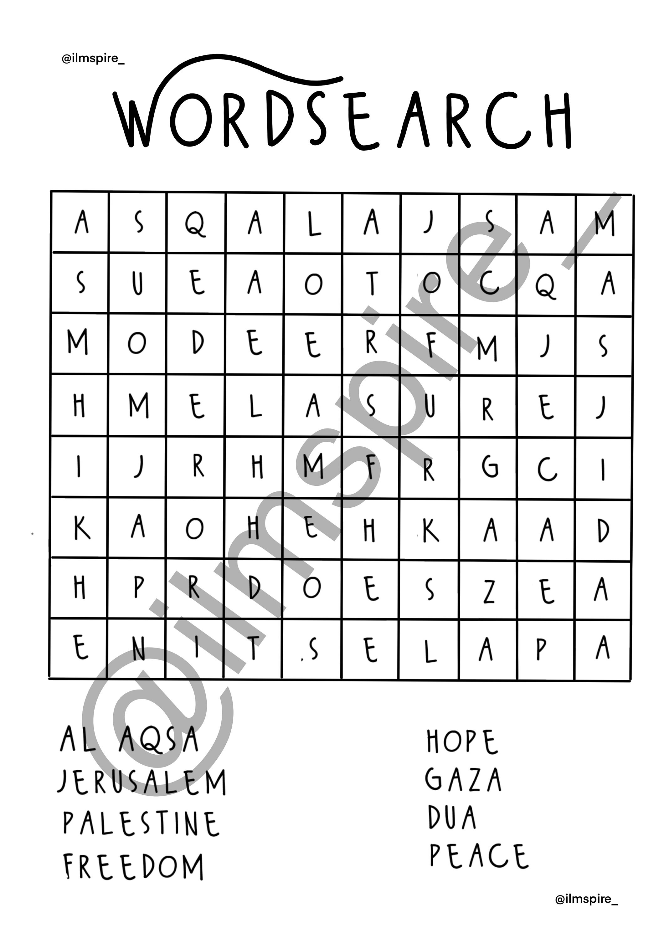 DIGITAL DOWNLOAD Palestine Activity Sheets for Children (word Search ...