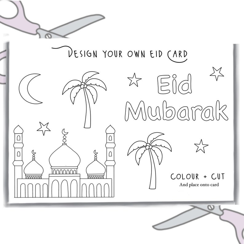 Digital Download Eid Card Cutting Activity Sheet for Children Crafts - Etsy