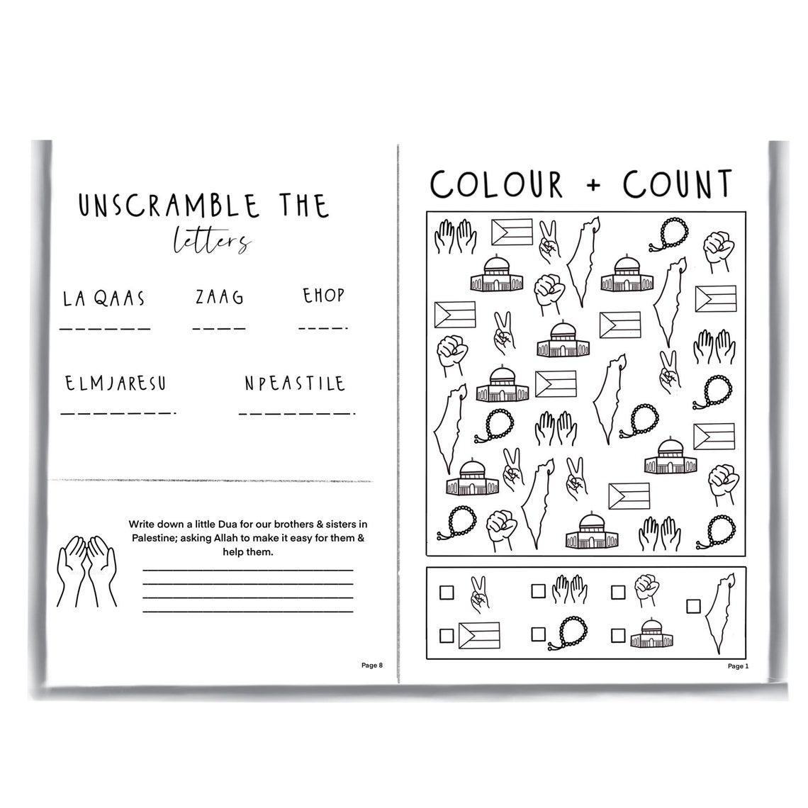 DIGITAL DOWNLOAD Palestine activity booklet for children word | Etsy