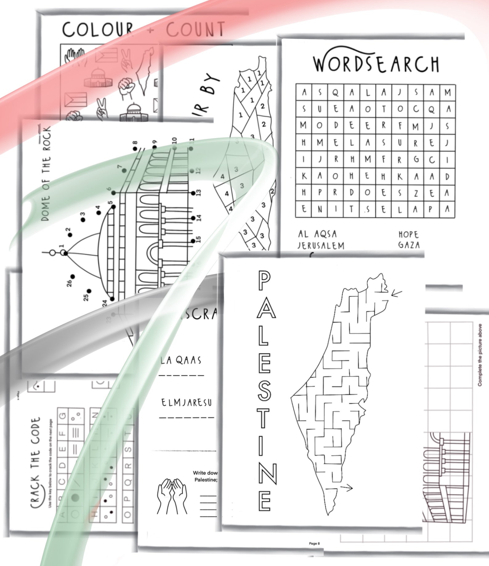 DIGITAL DOWNLOAD Palestine Activity Sheets for Children word Search ...