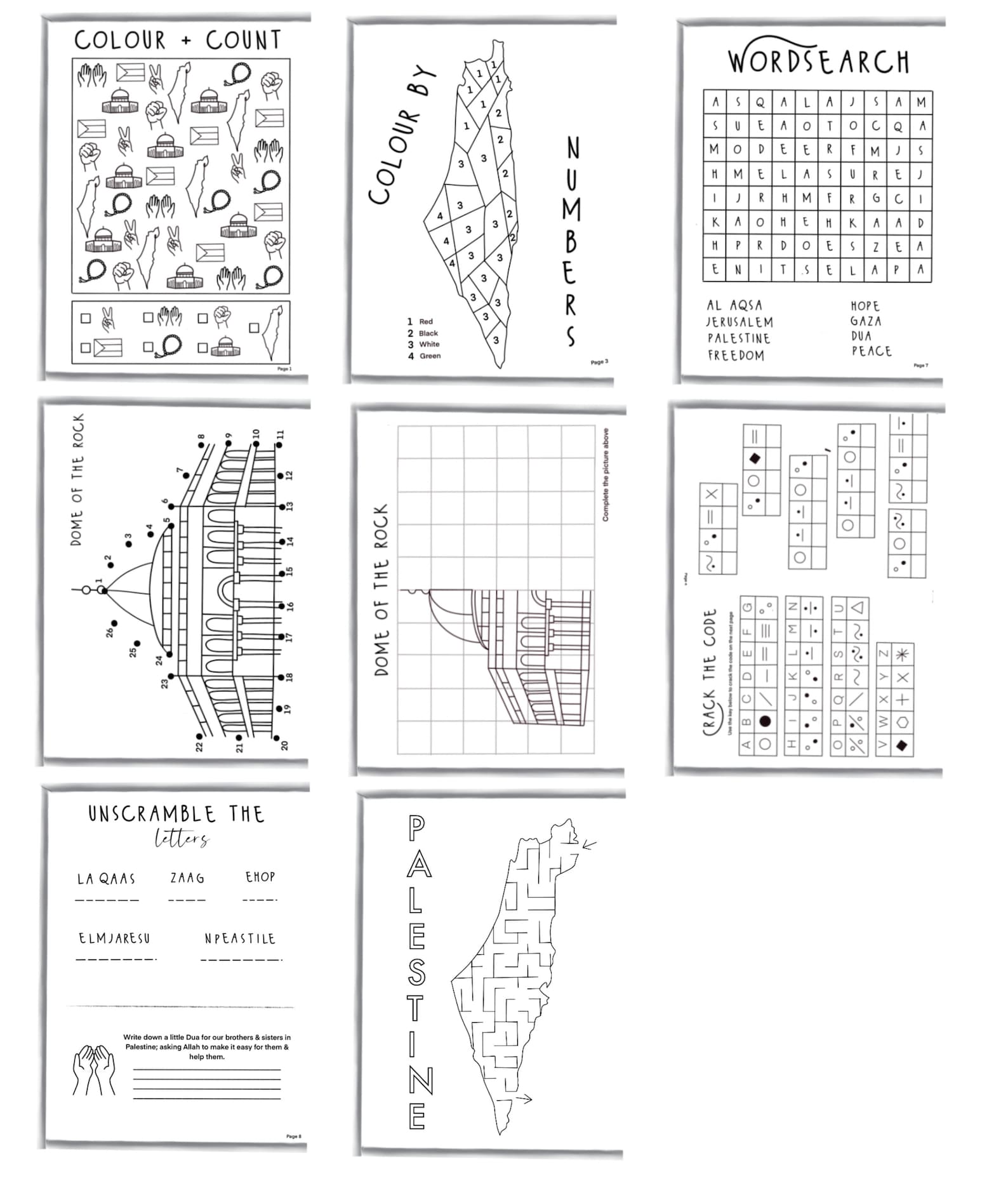 DIGITAL DOWNLOAD Palestine Activity Sheets for Children (word Search ...