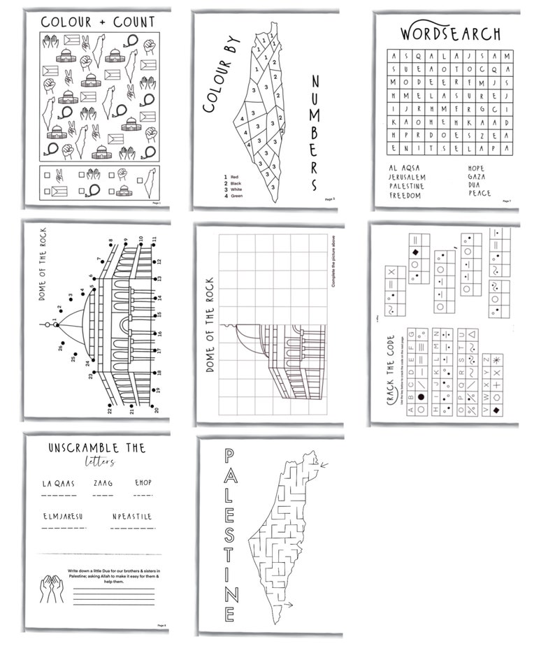 DIGITAL DOWNLOAD Palestine Activity Sheets for Children (word Search ...