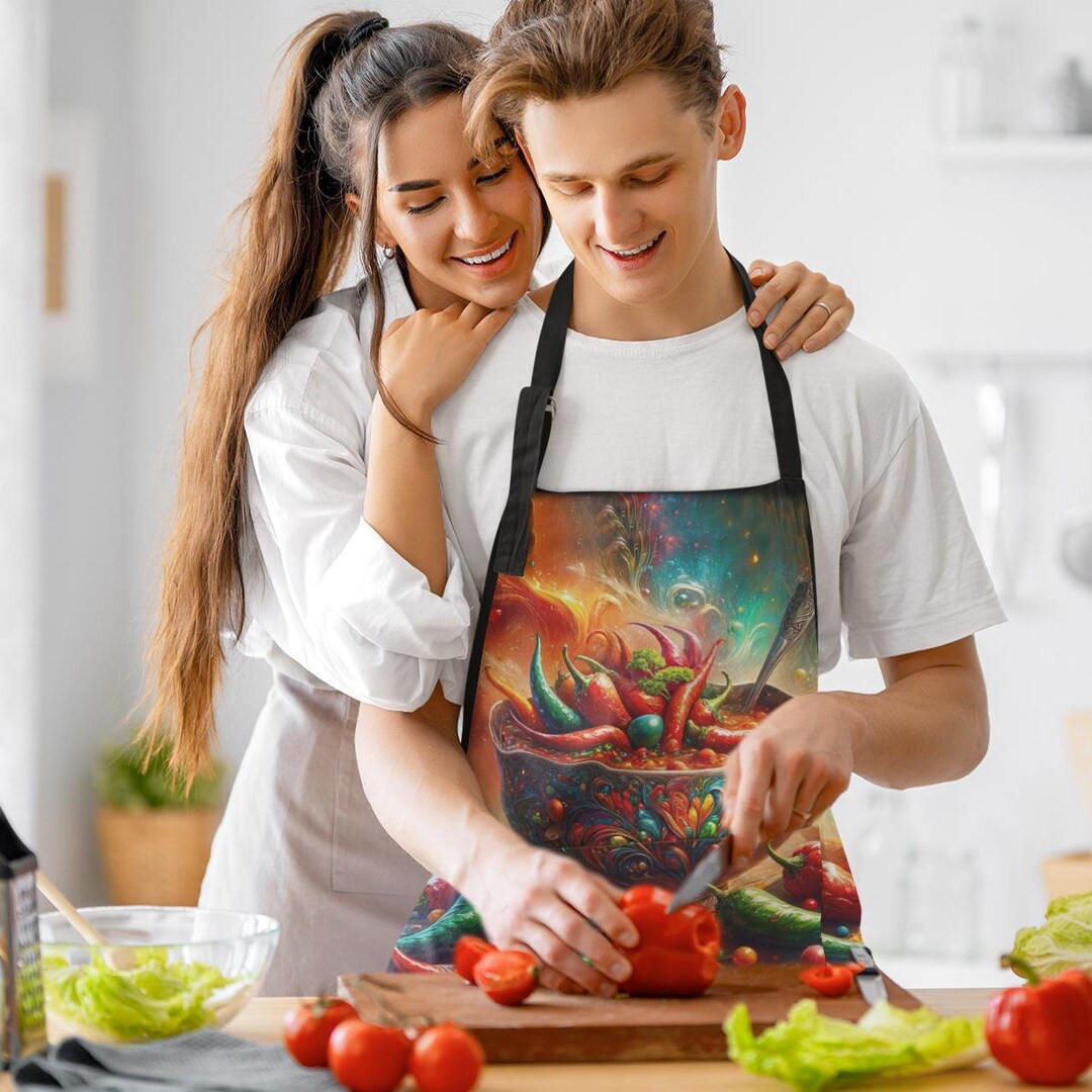 Colorful Chili Apron: Vibrant Kitchen Cooking Gift - Etsy