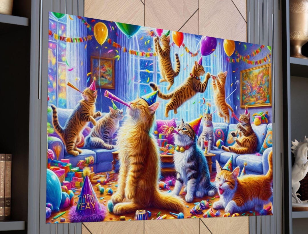 Funny Cat Birthday Party, Cats Events, Cats Blowing Horns F02 2025, Cat ...