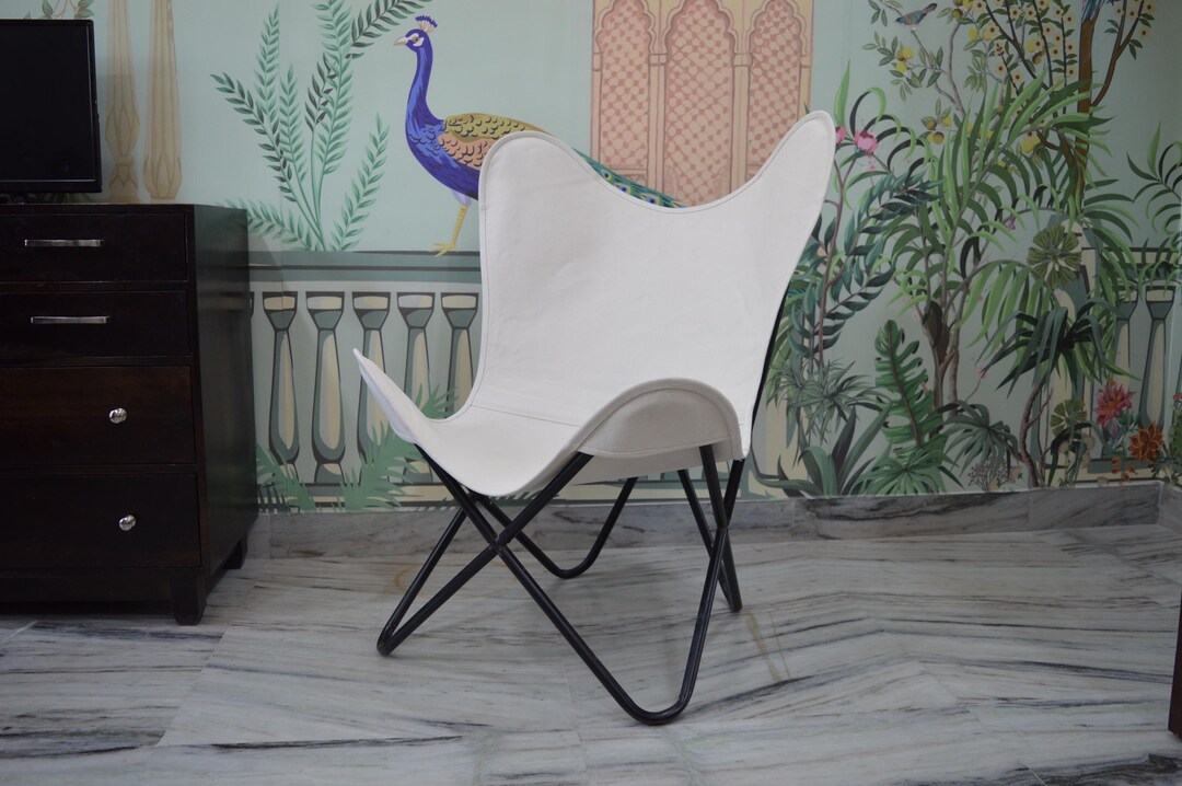 Cnavas Butterfly Chsir, White or Black Canvas Chair, Living Room Chair ...