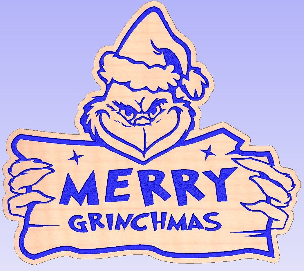 Merry Grinchmas Sign CNC Digital Vector Template - Etsy