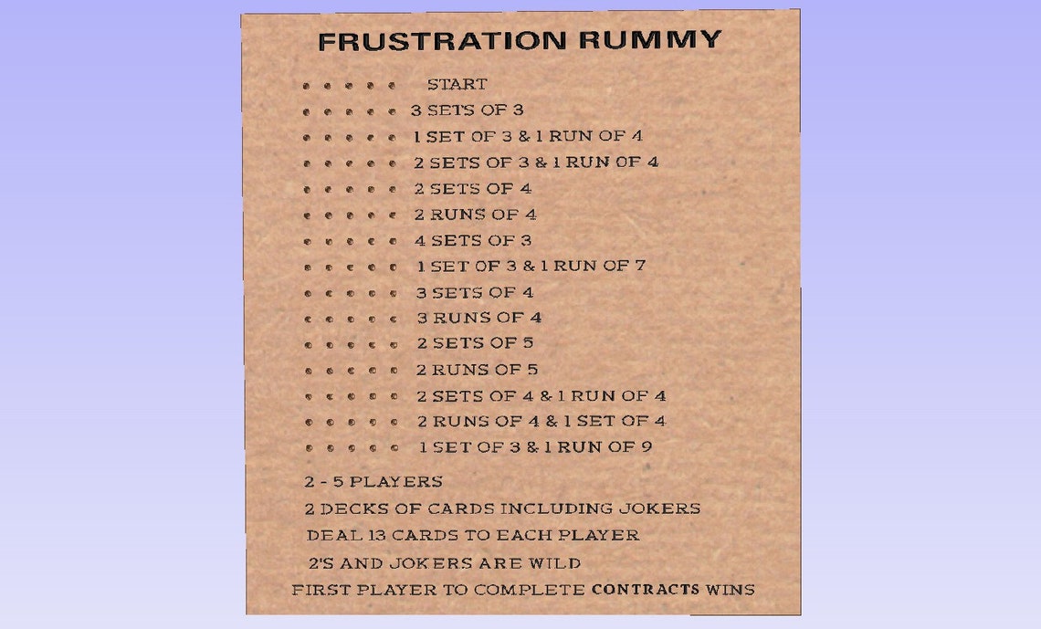 Frustration Rummy Board Game Cut File for CNC and Laser - Etsy