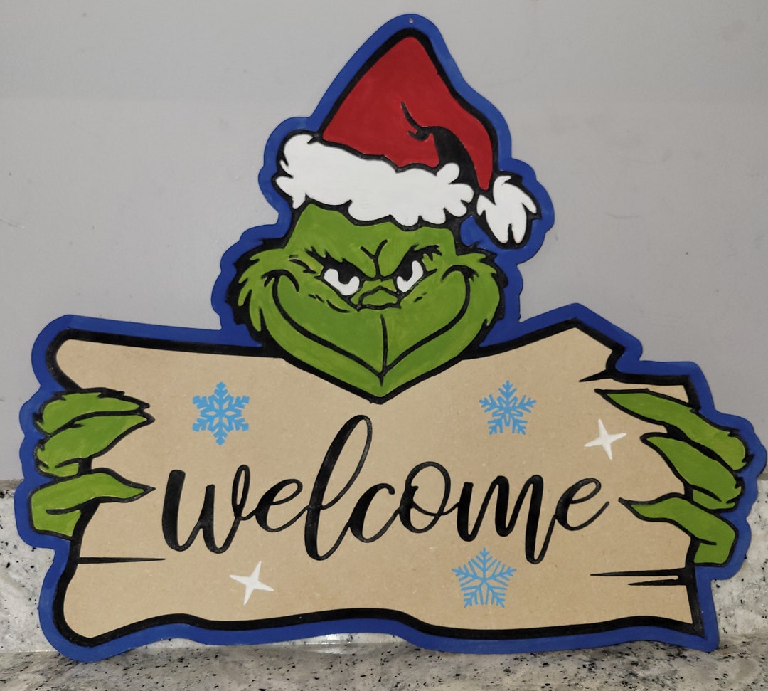 Grinch Welcome Sign Cnc, Laser and Cricut Digital Cut File DXF, SVG ...