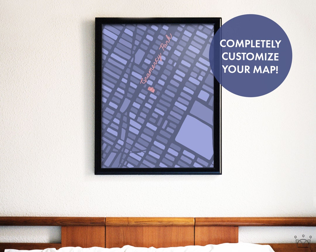 Custom Hand Drawn Map Print Graphic Design, Customizable, Framed ...