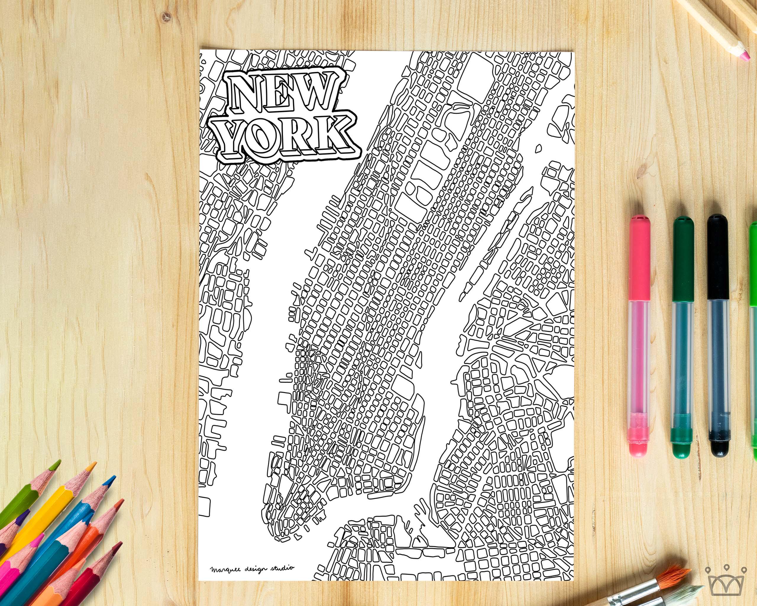 New York City Map Coloring Sheet | City Coloring Sheet, NYC Coloring ...
