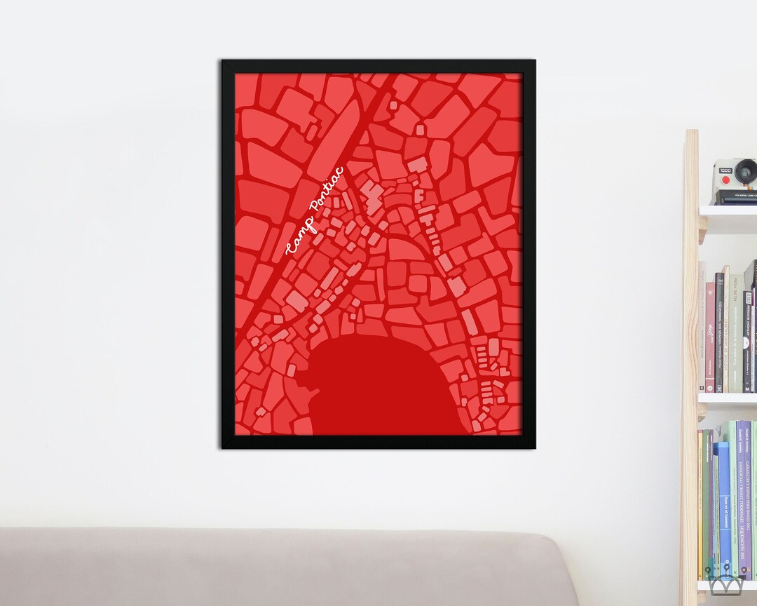 Camp Pontiac Hand Drawn Map Print Upstate New York, Customized Map Gift ...