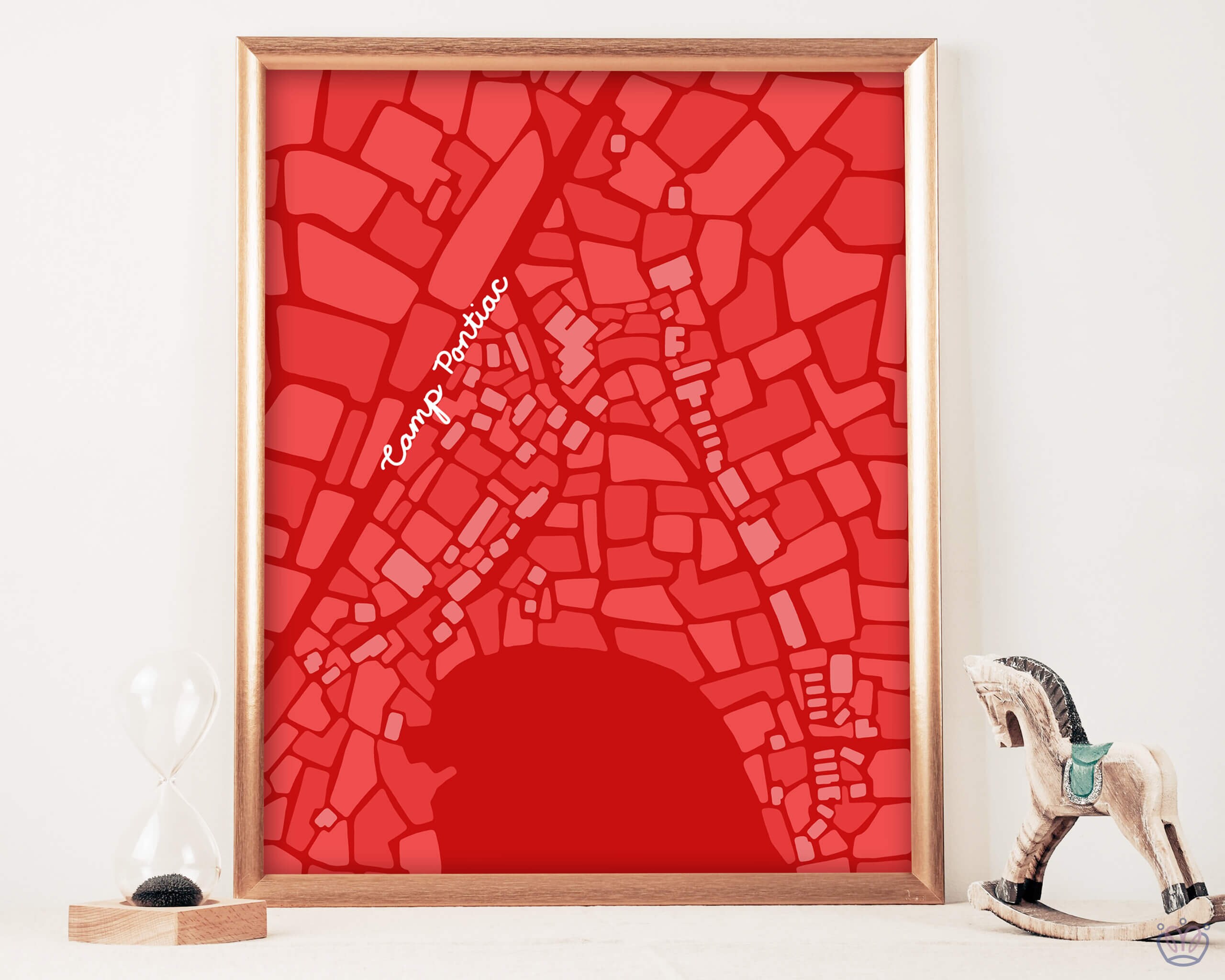 Camp Pontiac Hand Drawn Map Print Upstate New York | Etsy