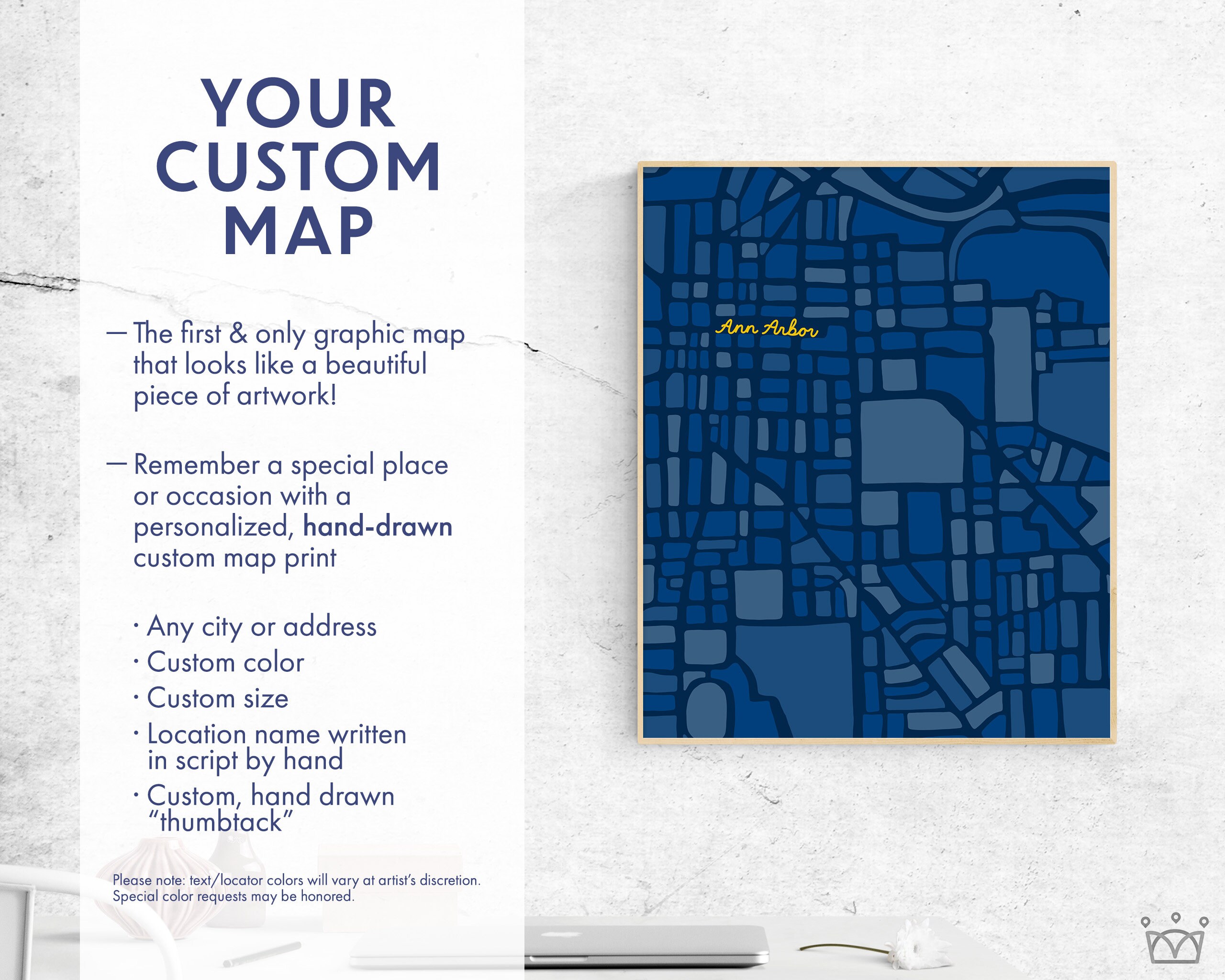 University of Michigan Hand Drawn Map Print Ann Arbor - Etsy